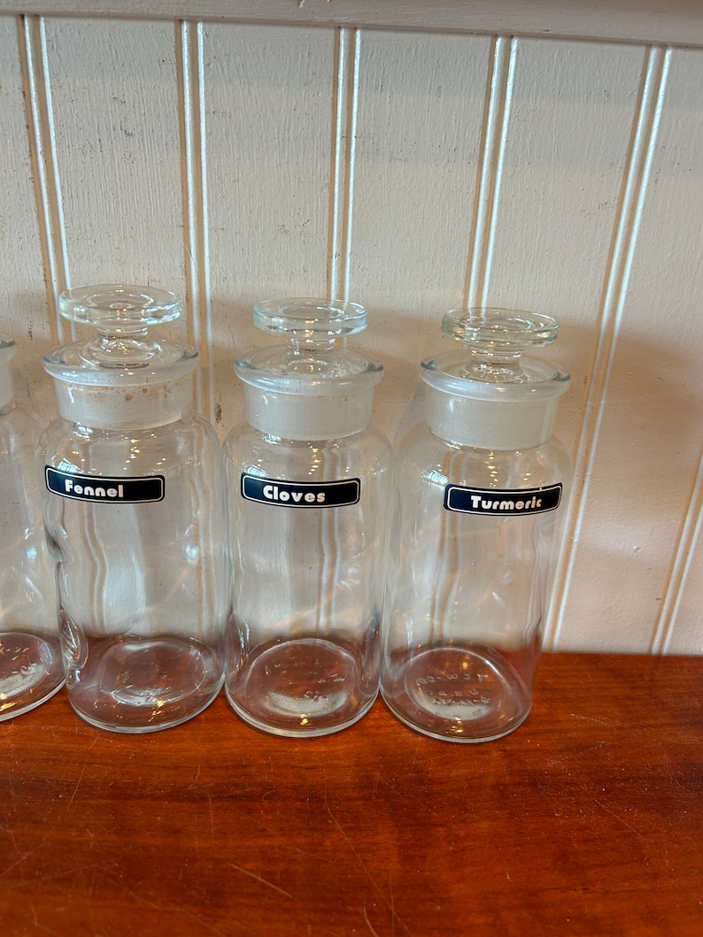 Vintage Wheaton Glass Apothecary Bottles With Stoppers, 1920s Chemistry ...