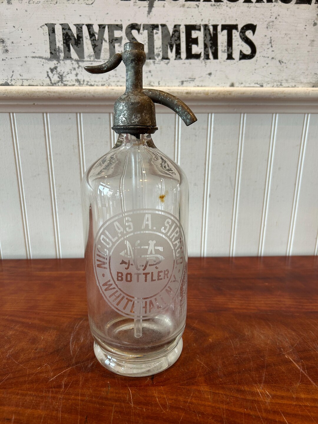 Vintage Clear Glass Seltzer Bottle – Nicholas A. Siraco – Whitehall, NY ...