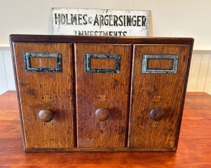 Vintage Oak File Cabinet Vertical File Cabinet Card Catalog Legal File ...