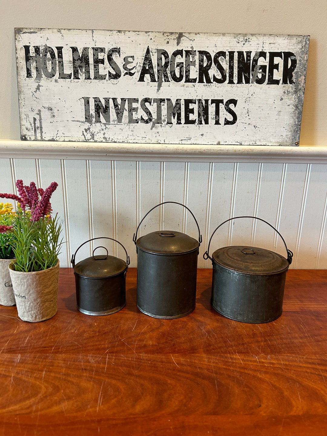 Vintage Milk Cans Set of Berry Tins Three Metal Can Tin Cup Vintage ...