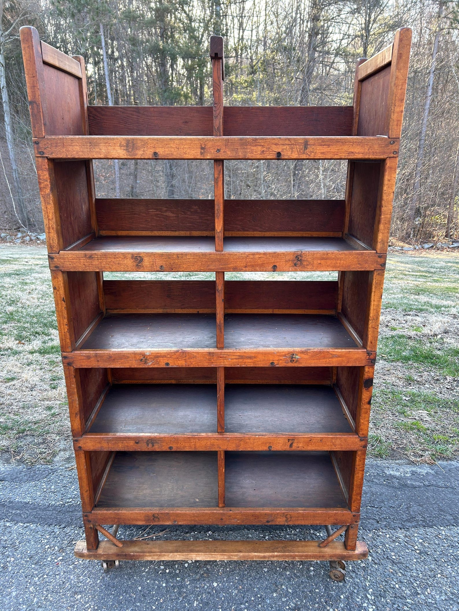 Vintage Shoe Factory Cart: Industrial Wood Shelving Unit With Numbered ...