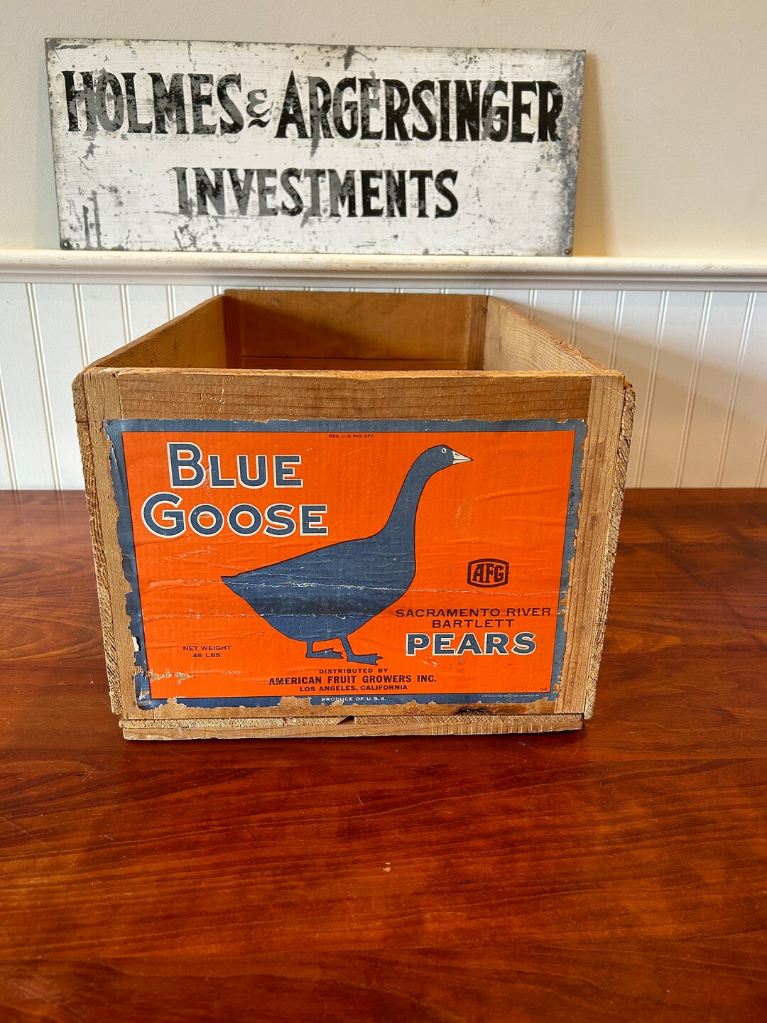 Vintage Blue Goose Crate, Sacramento River Crate, American National ...