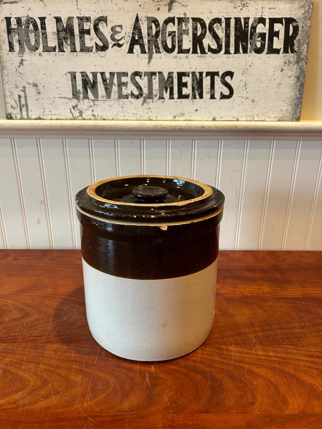 Vintage Stoneware Crock Antique Vintage Stoneware Glazed Crock - Two ...