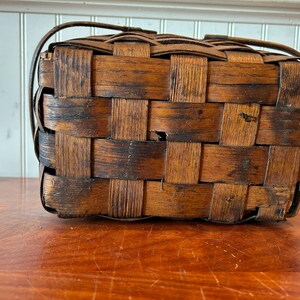 Antique Splint Basket / Split Ash Handwoven Primitive Lunch Basket ...