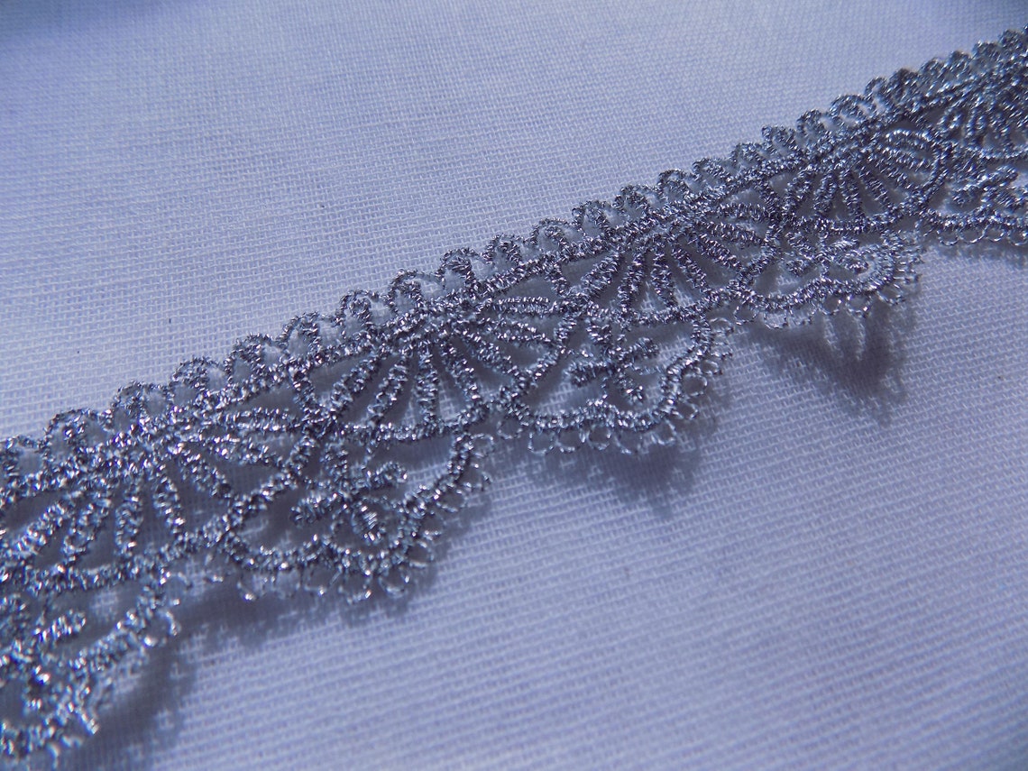 Silver Lace Trim by the Yard, 25 Mm Venice Lace Trim, Metallic Lace ...