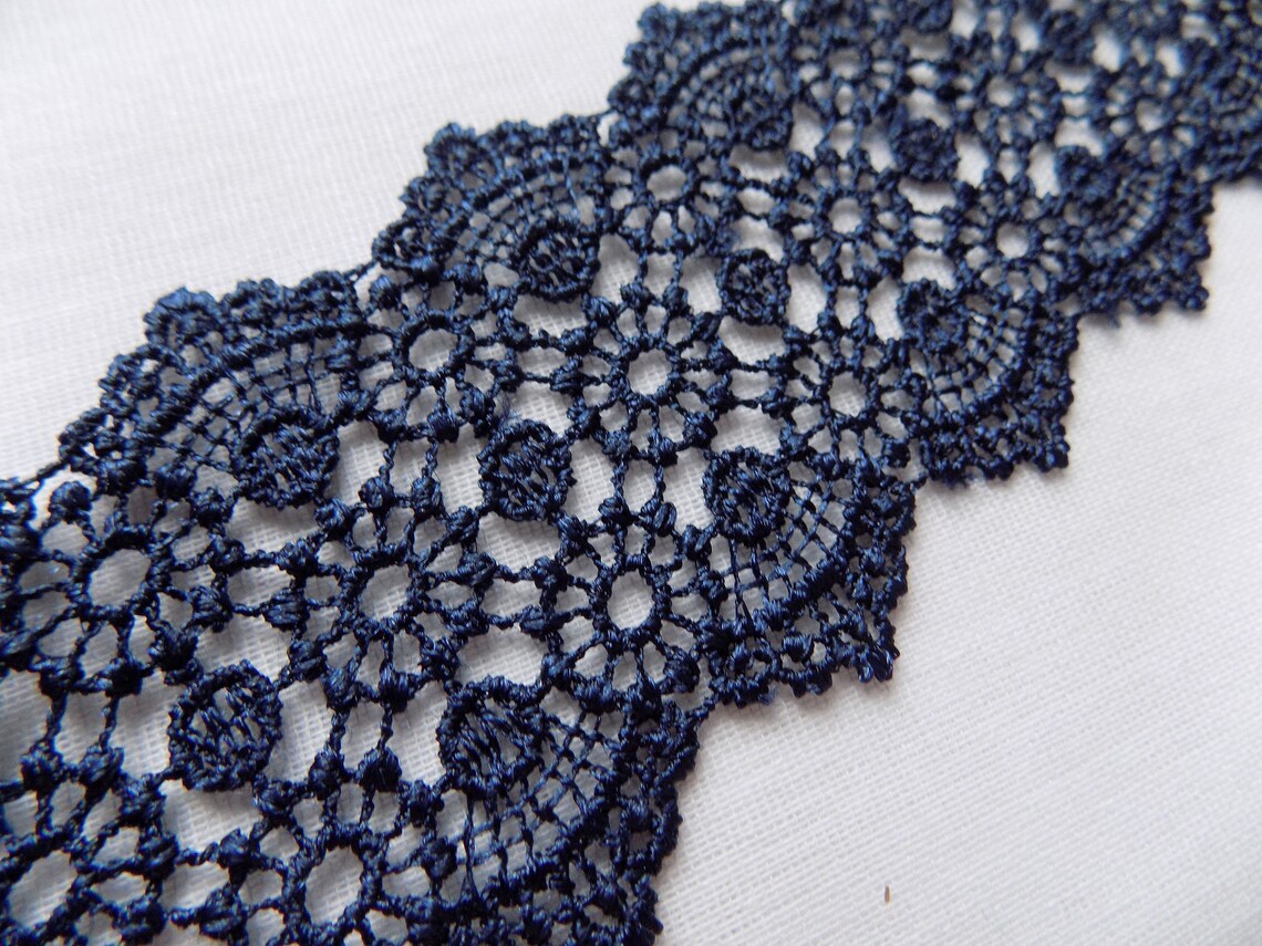 Dark Navy Blue Venise Lace Trim by the Yard 55 Mm - Etsy