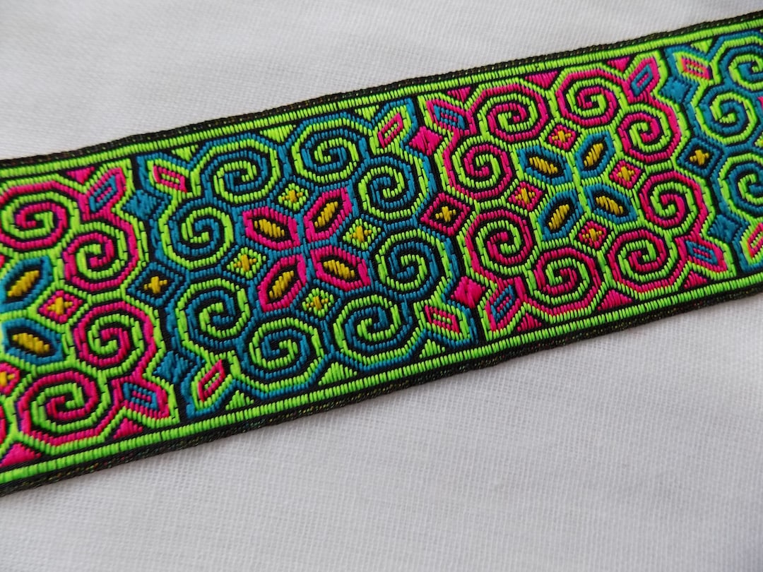 Colorful Geometric Jacquard Ribbon, 50 Mm Woven Jacquard Trim by the ...