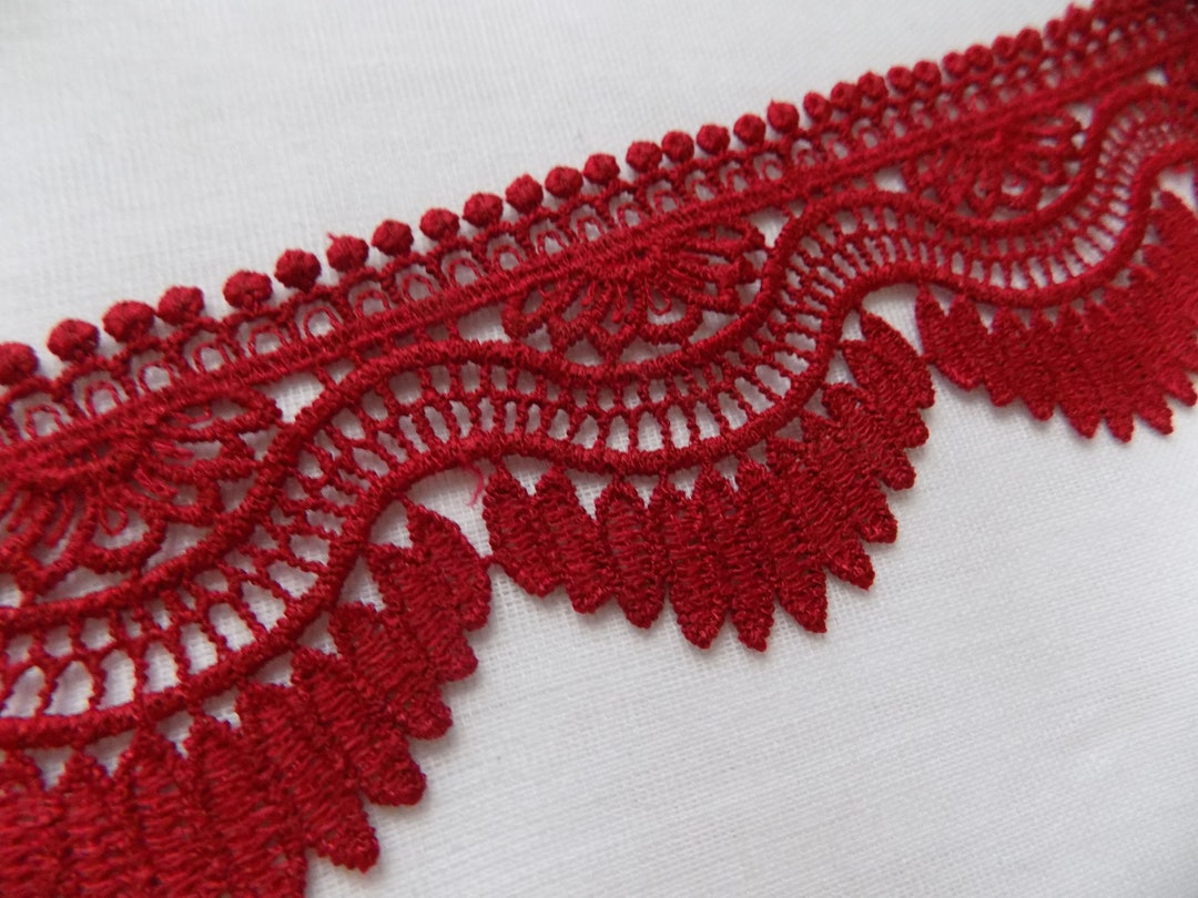 Burgundy Venice Lace Trim by the Yard, Wine Red Lace Trim - Etsy
