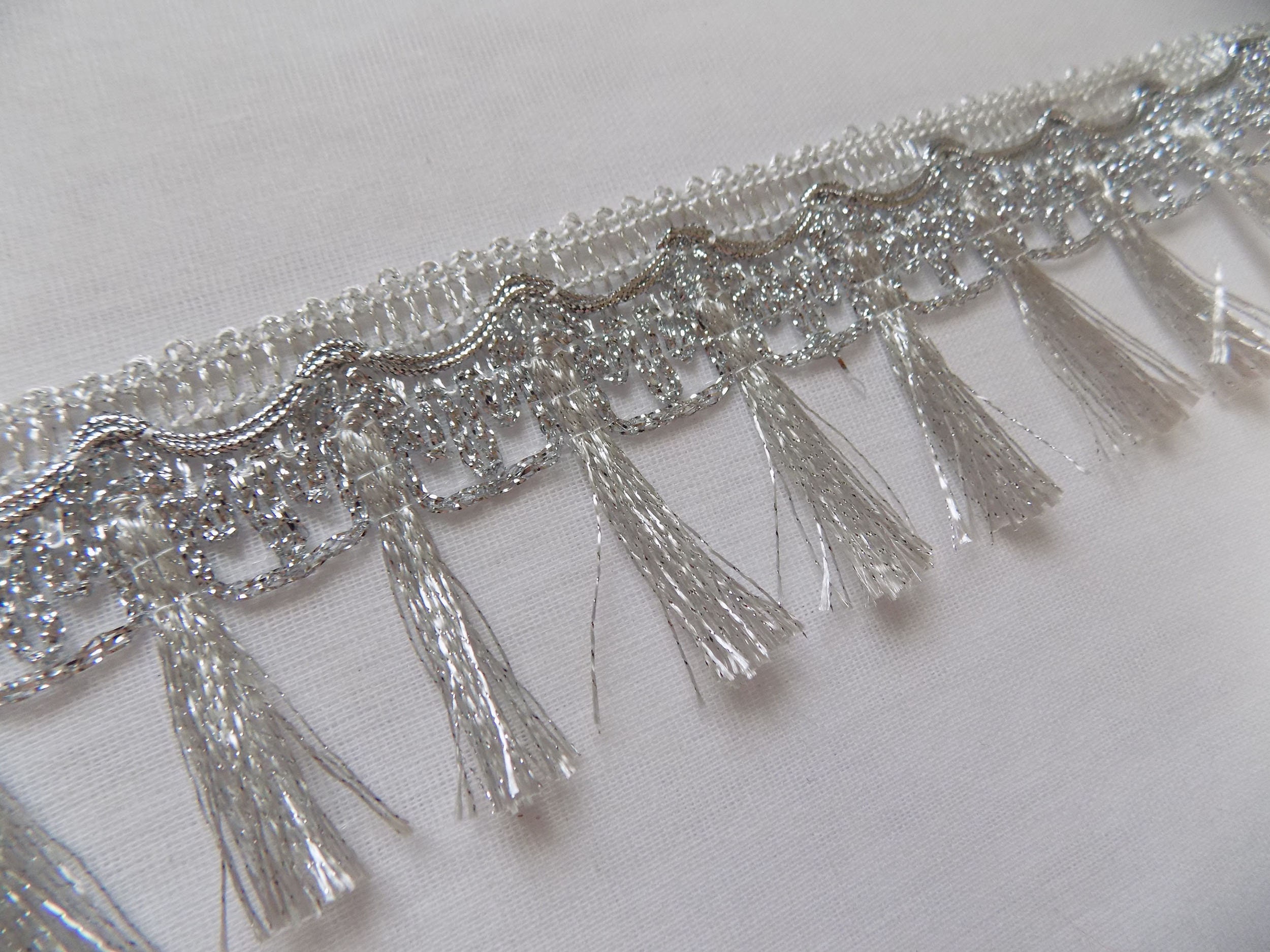 Silver Fringe Trim Braid Ribbon Metallic Lace Trim | Etsy