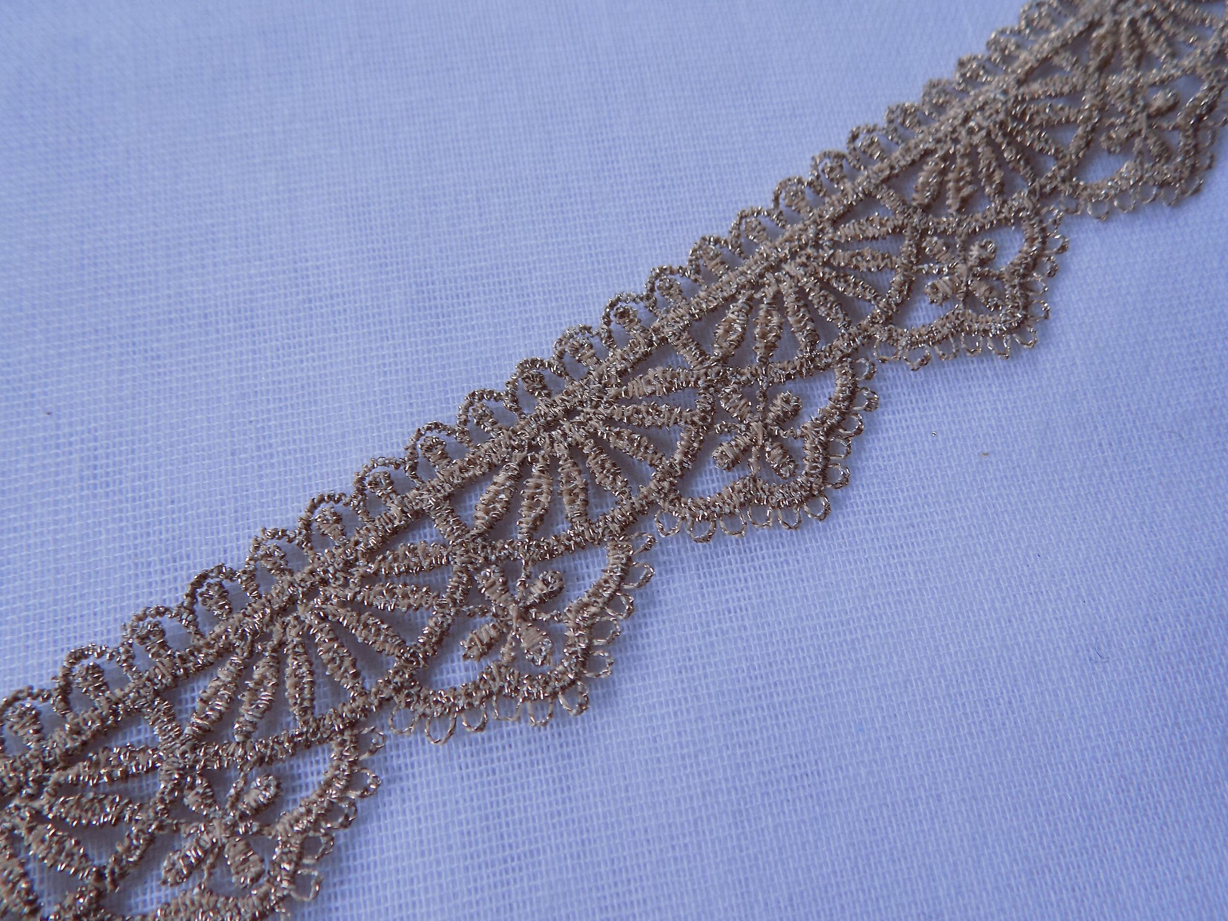 Gold lace trim by the yard 25 mm Venice lace trim Metallic | Etsy