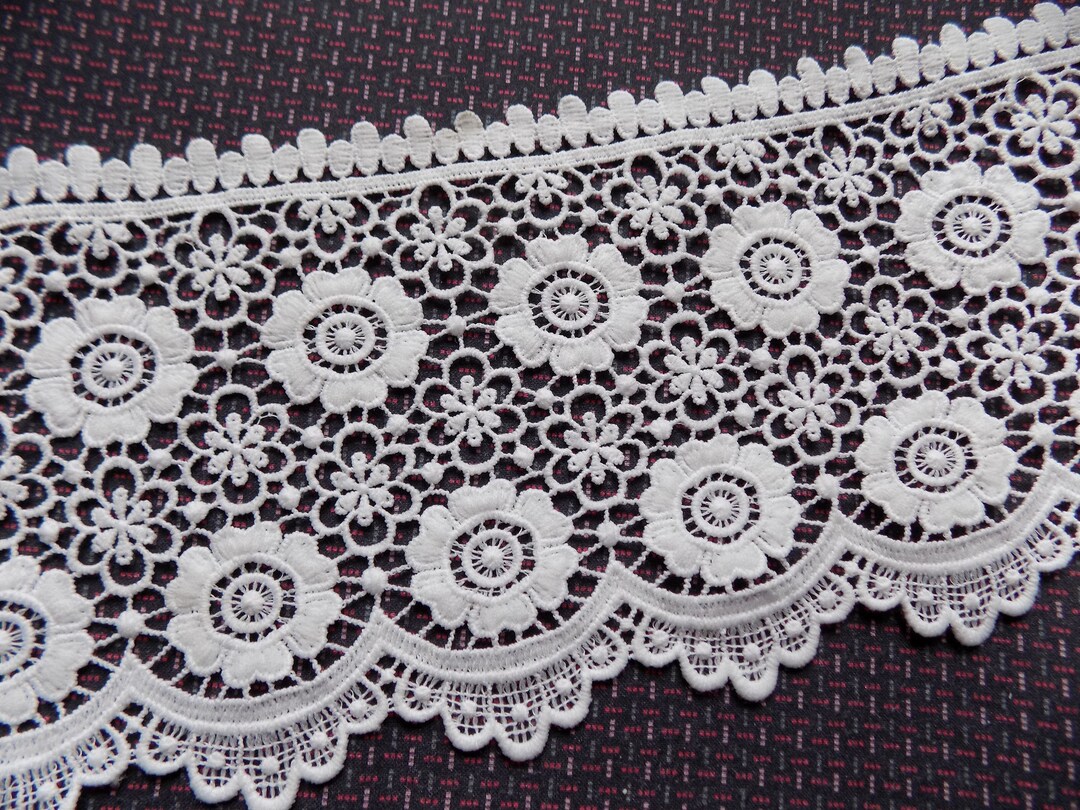 White Venice Lace Trim by the Yard, 5 Inches Floral Lace Trim, Wide ...