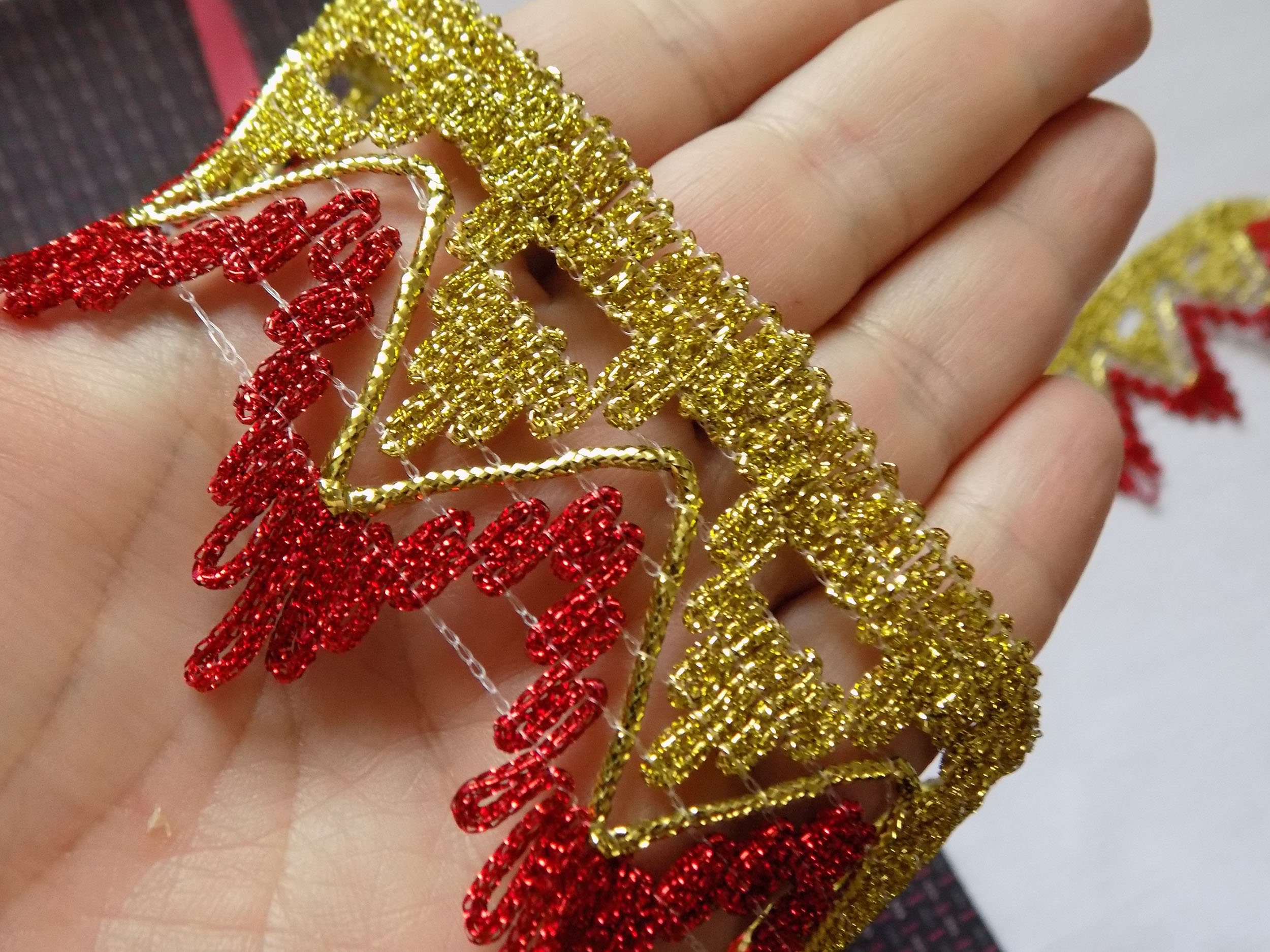 Gold and Red Braid Ribbon Metallic Lace Trim - Etsy UK