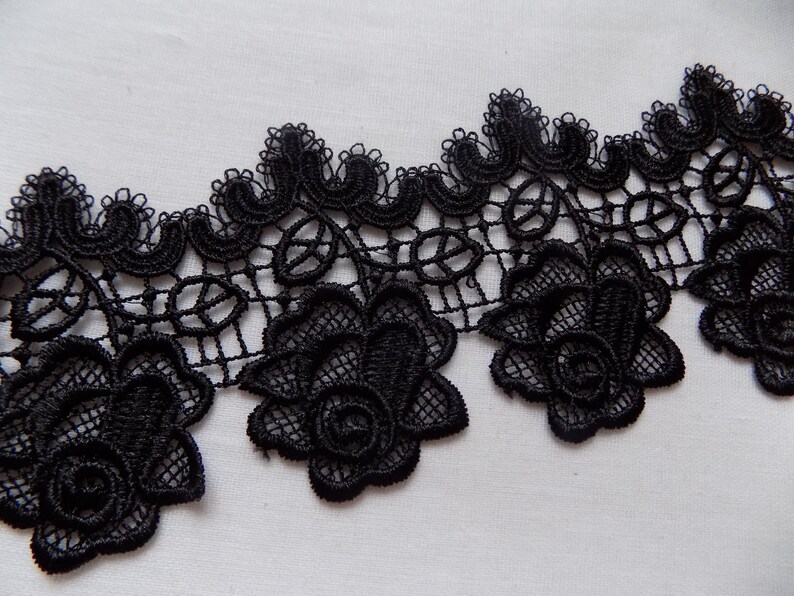 Black Venice Lace Trim by the Yard Floral Venise Lace - Etsy