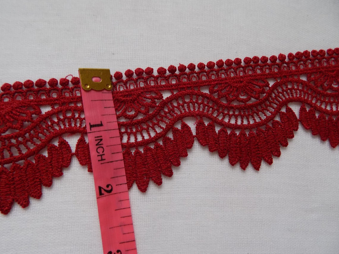 Burgundy Venice Lace Trim by the Yard Wine Red Lace Trim - Etsy