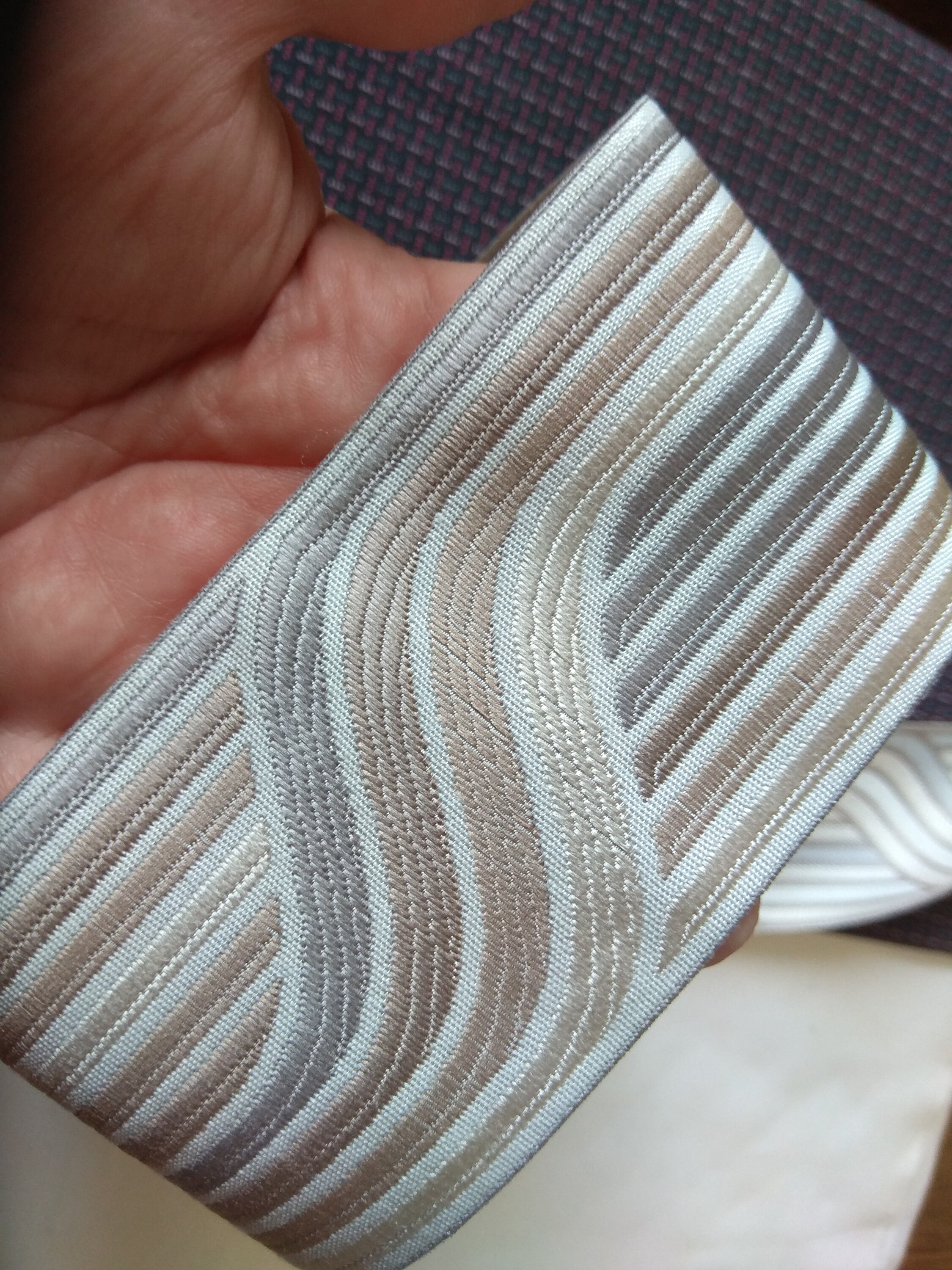 Gray, Taupe and Cream Curtain Trim Tape, 70 Mm Wide Woven Ribbon Trim ...