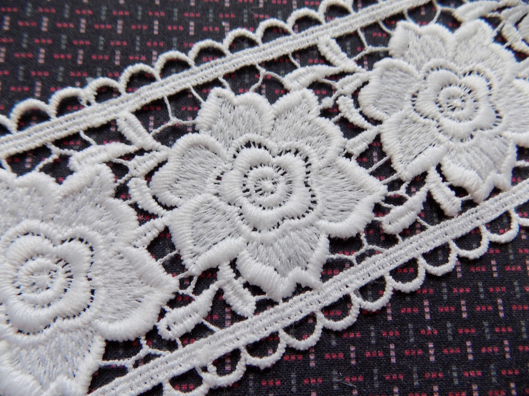 Off White Lace Trim by the Yard, 65 Mm Floral Lace Trim, Insertion Lace ...