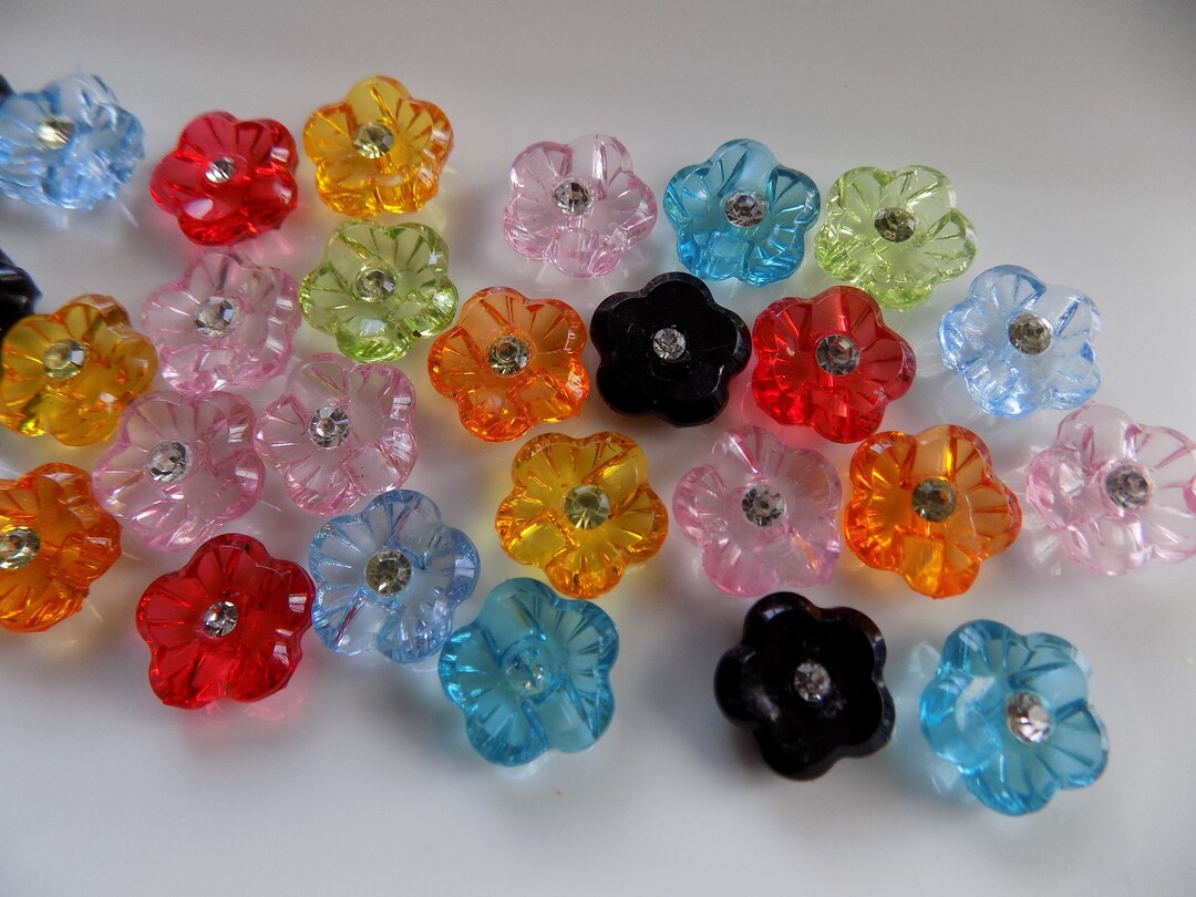 20 Pcs Colorful Flower Buttons, 15 Mm Small Shank Buttons, Japanese ...