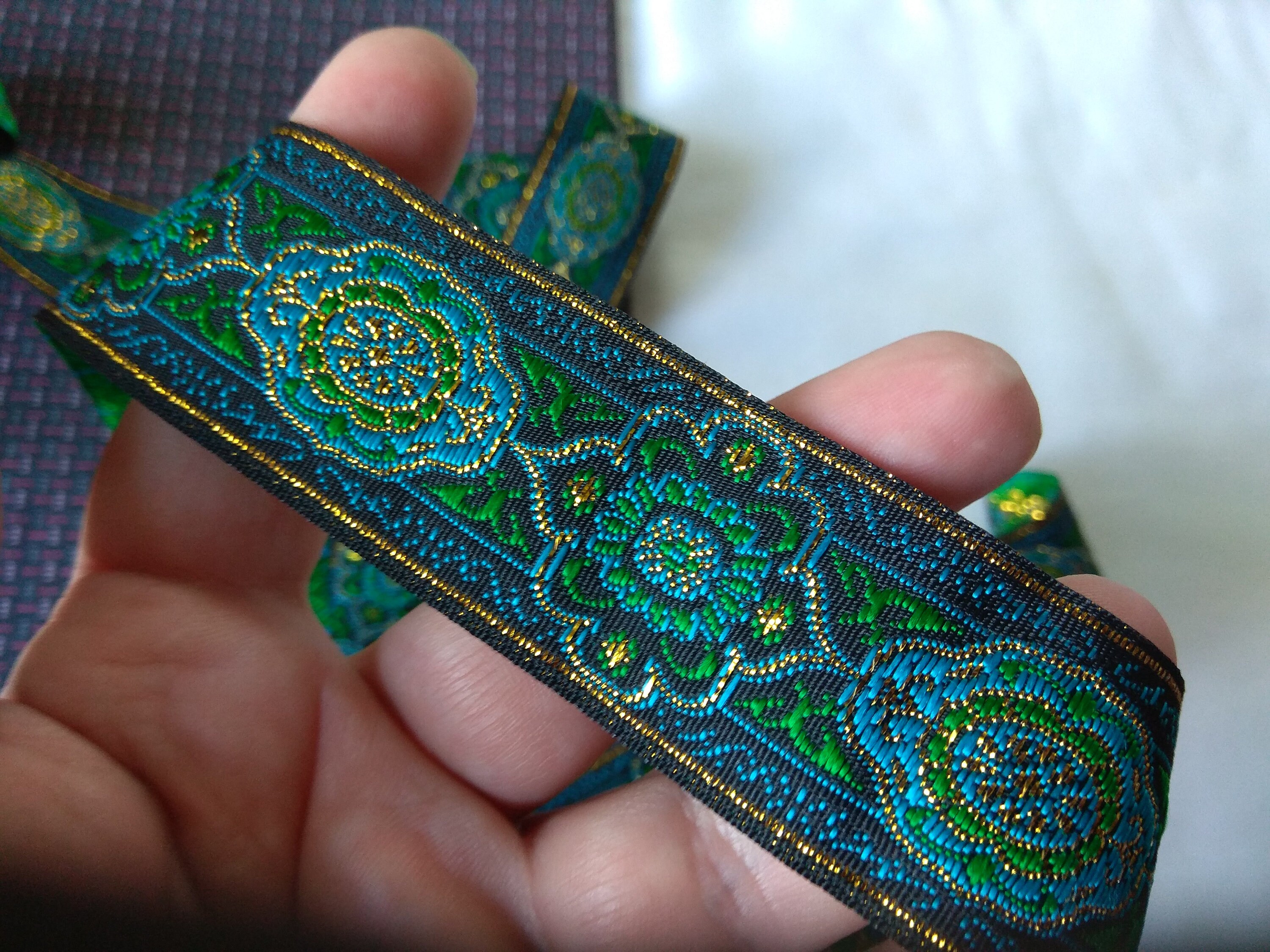 Green and Blue Jacquard Ribbon 30 Mm Woven Jacquard Trim by - Etsy