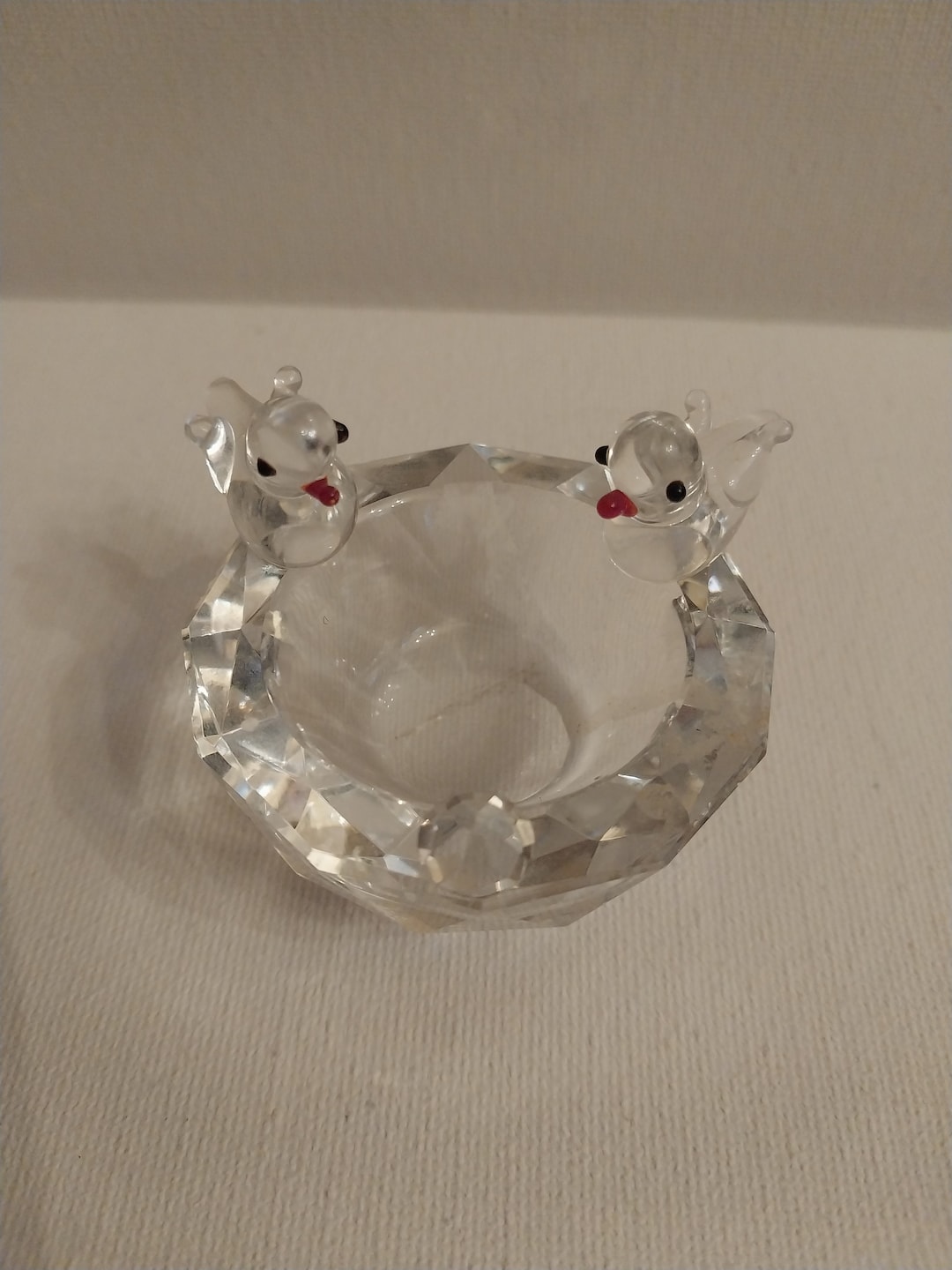 Vintage Crystal Bird Bath - Etsy