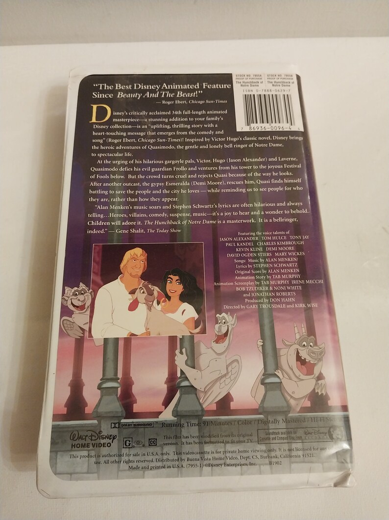 Hunchback of Notre Dame VHS Tape - Etsy