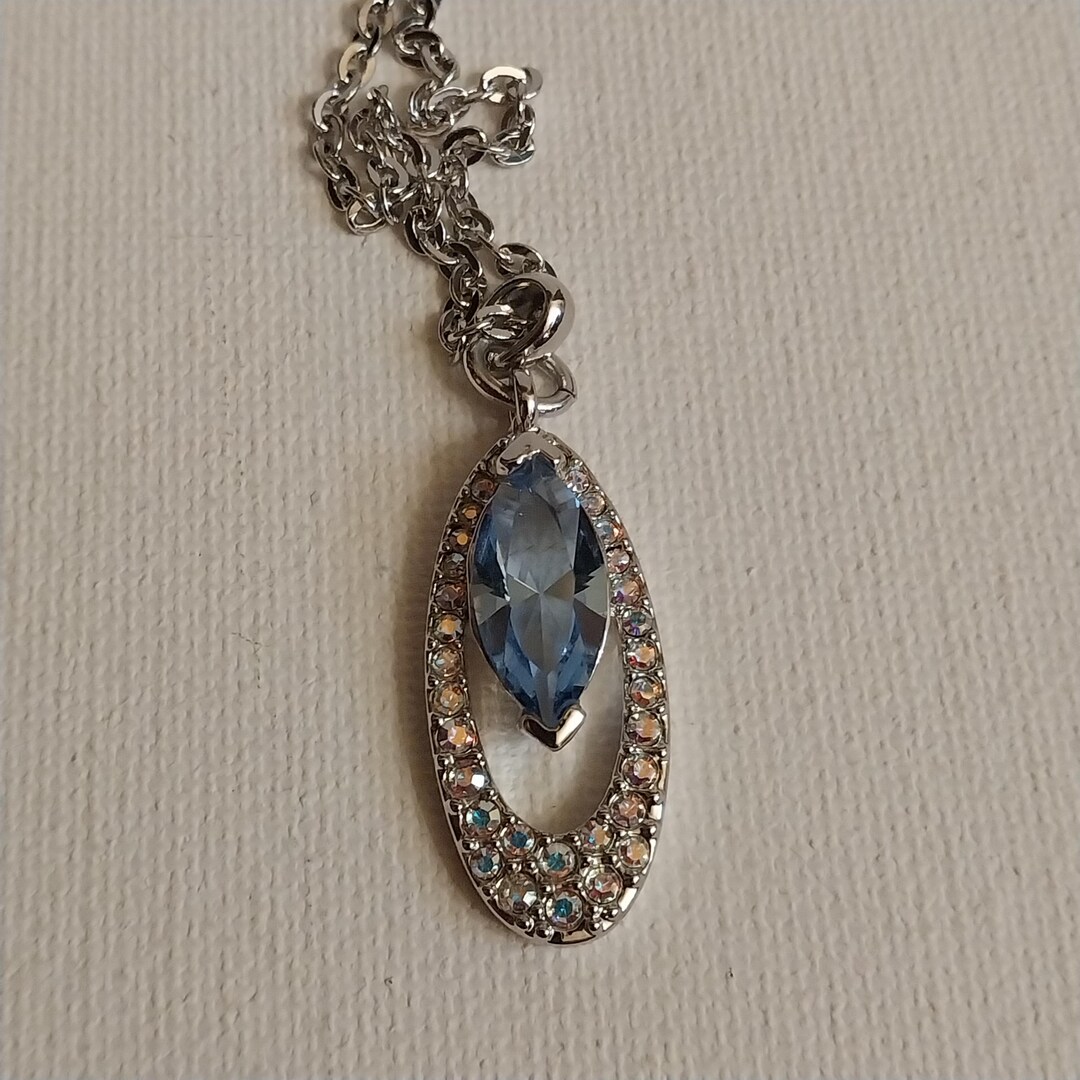 Stunning Pale Blue Oval Pendant - Etsy