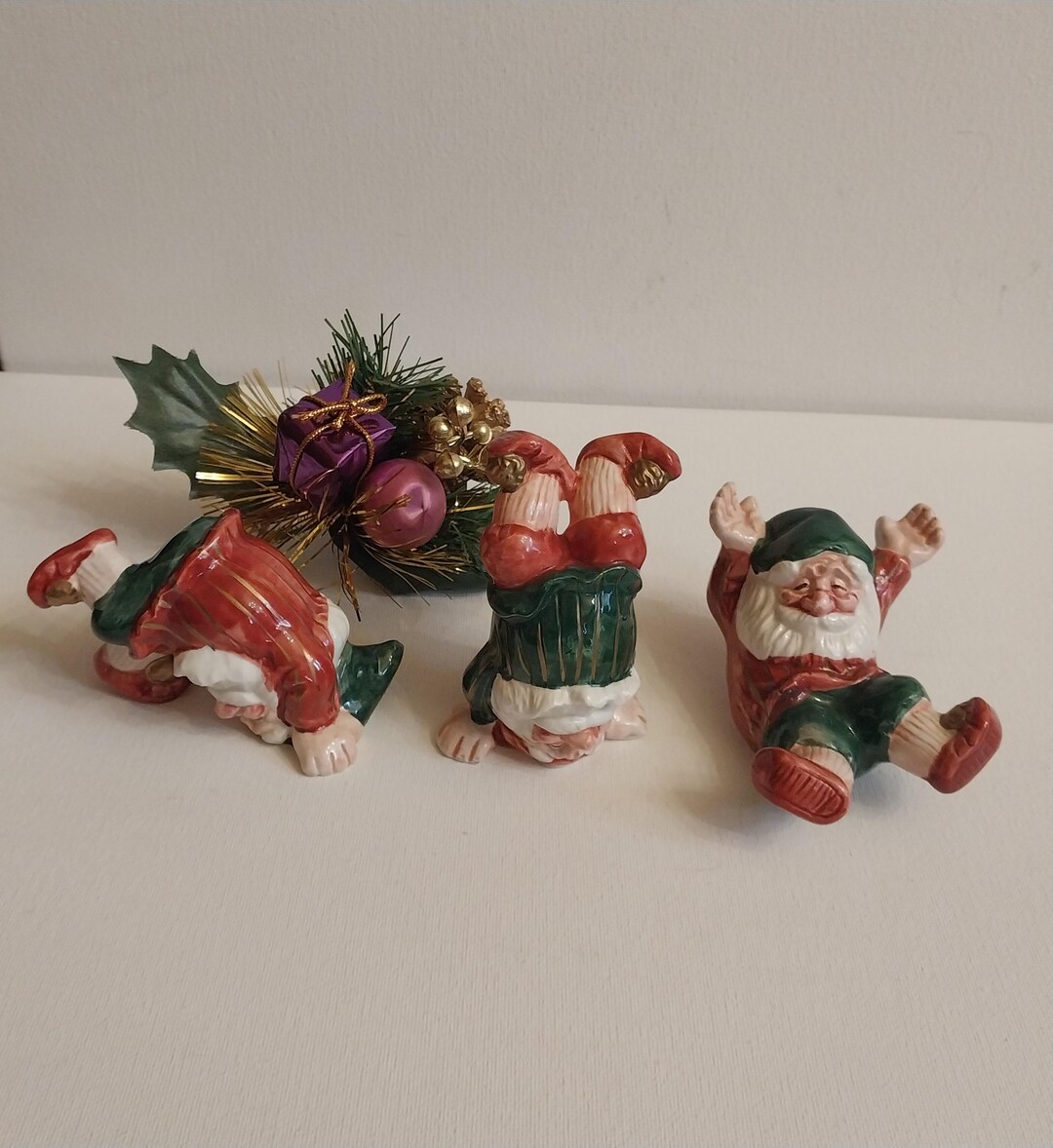 Fitz and Floyd Tumbling Santas Elves - Etsy