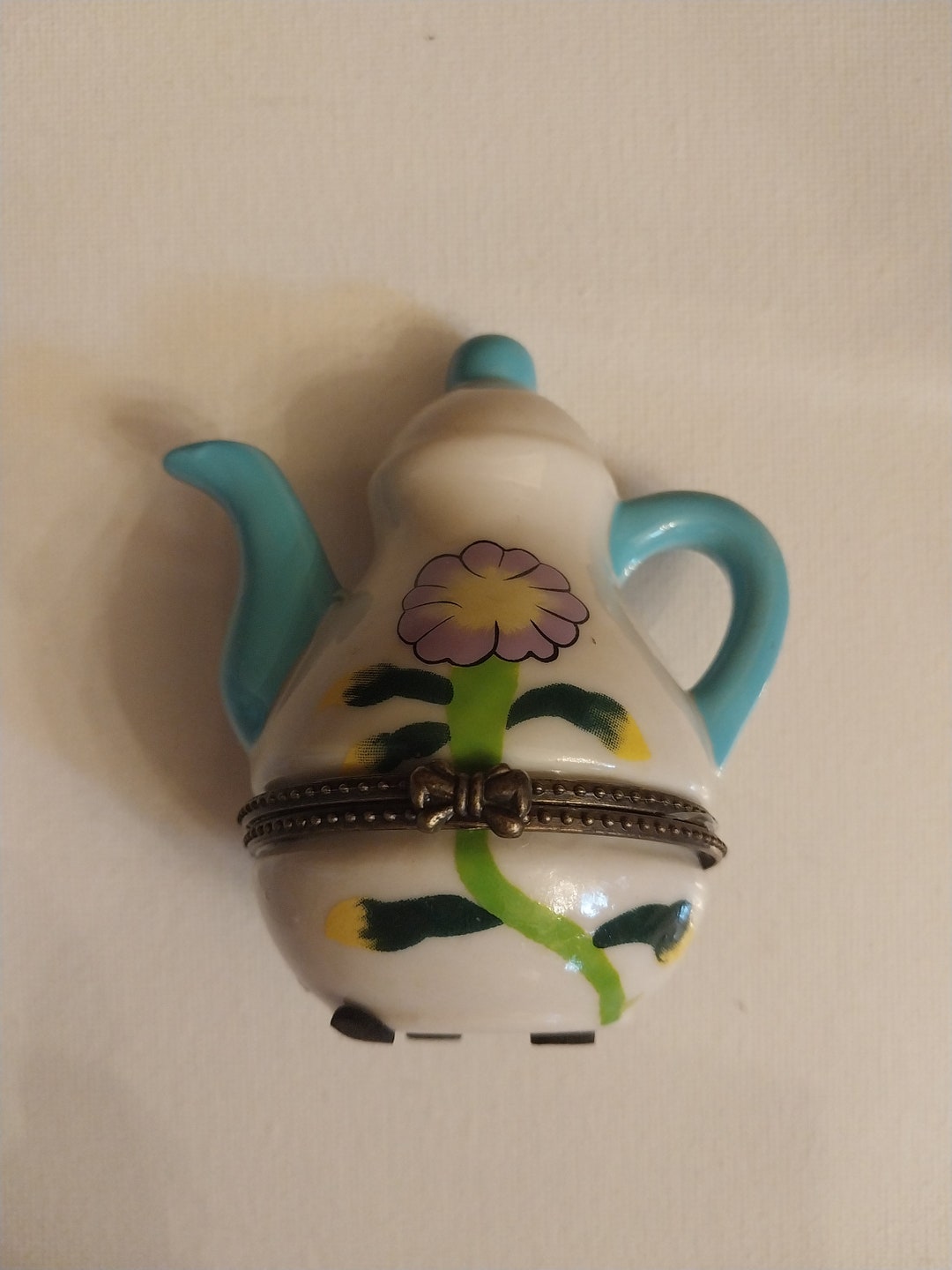 Teapot Trinket Box With Flower Design - Etsy