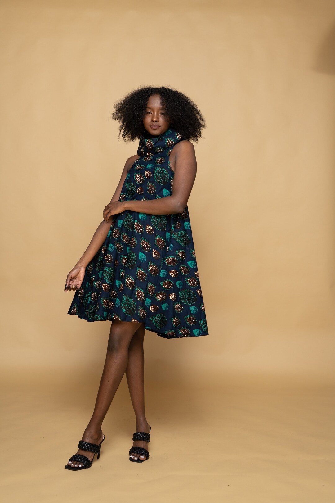 Peacock Inspired African Print Cowl Neck Dress. Shift Dress. - Etsy