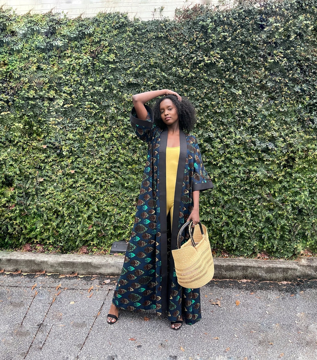 Blue African Print Duster. African Kimono. African Robe. Full Length ...