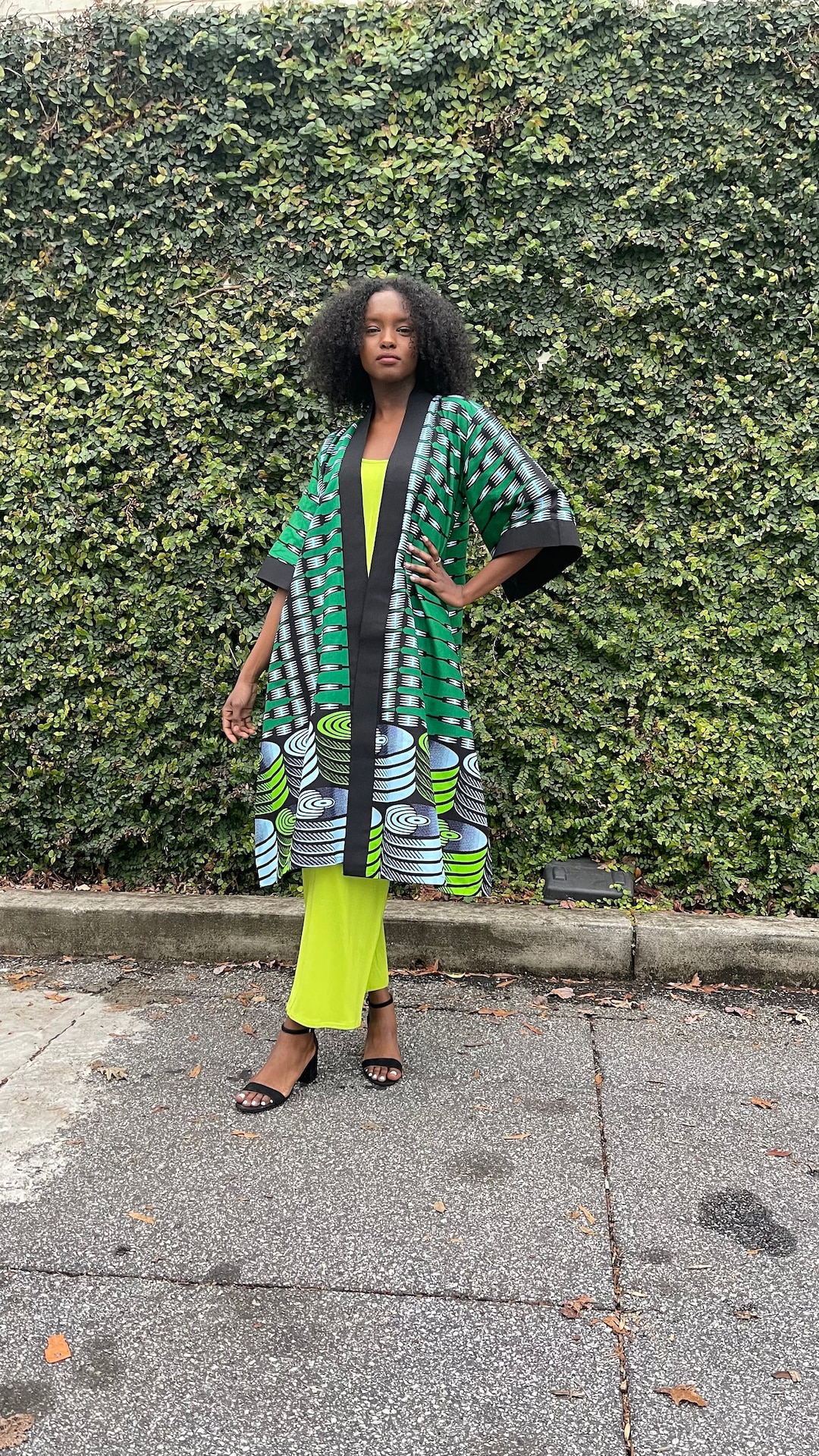 Green African Print Duster. African Kimono. African Robe. Full Length ...