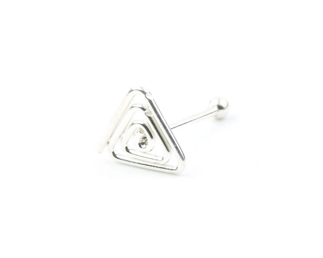 Sterling Silver Spiral Triangle Nose Pin, Geometric, Minimal, Nose ...