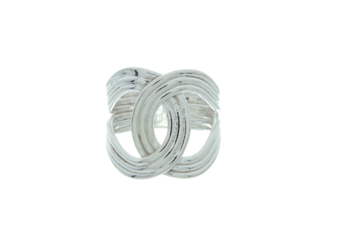 Interlinked Sterling Silver Ring, Minimal Silver Ring, Wide Silver Ring ...
