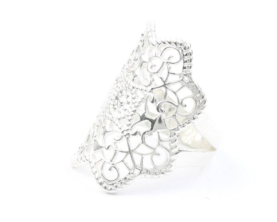 Mandala Ring Sterling Silver Ring Filigree Ring Statement - Etsy