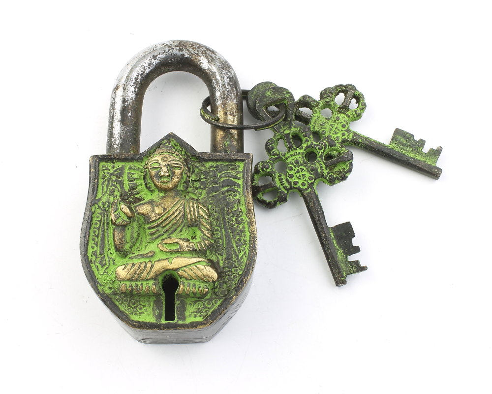 Temple Lock & Key Set, Solid Brass, Antique, Alter Ornament, Vintage ...