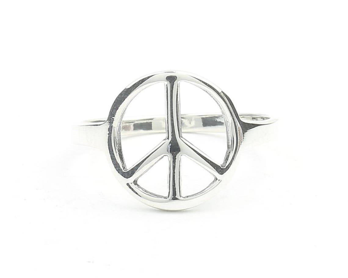 Sterling Silver Peace Sign Ring Silver Peace Ring Hippie - Etsy