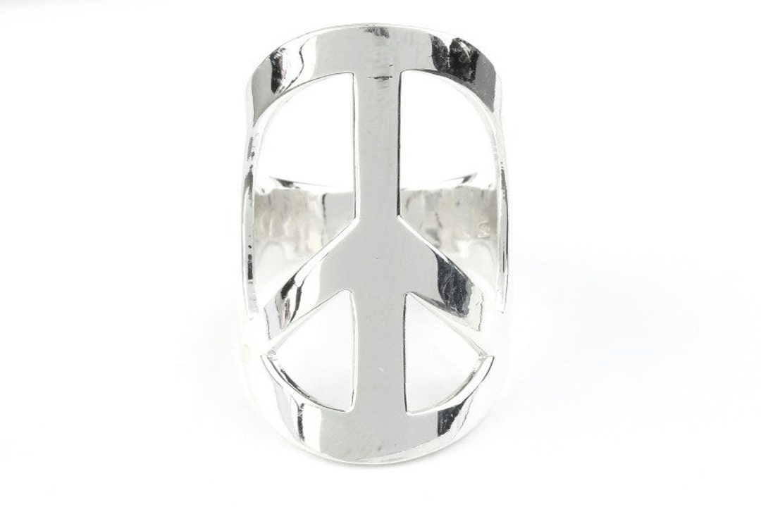 Sterling Silver Peace Sign Ring,large Peace Sign Ring, Hippie ...