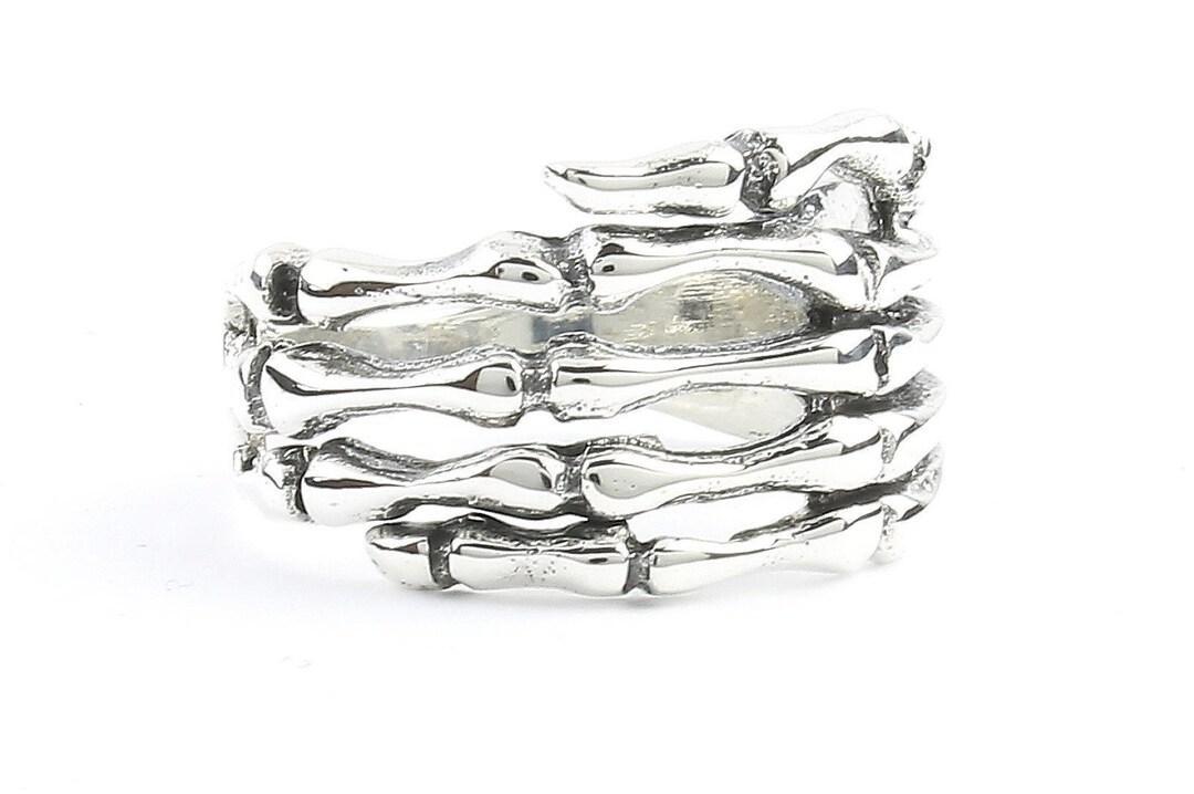 Sterling Silver Skeleton Hand Ring, Skull Ring, Skeleton Ring, Biker ...