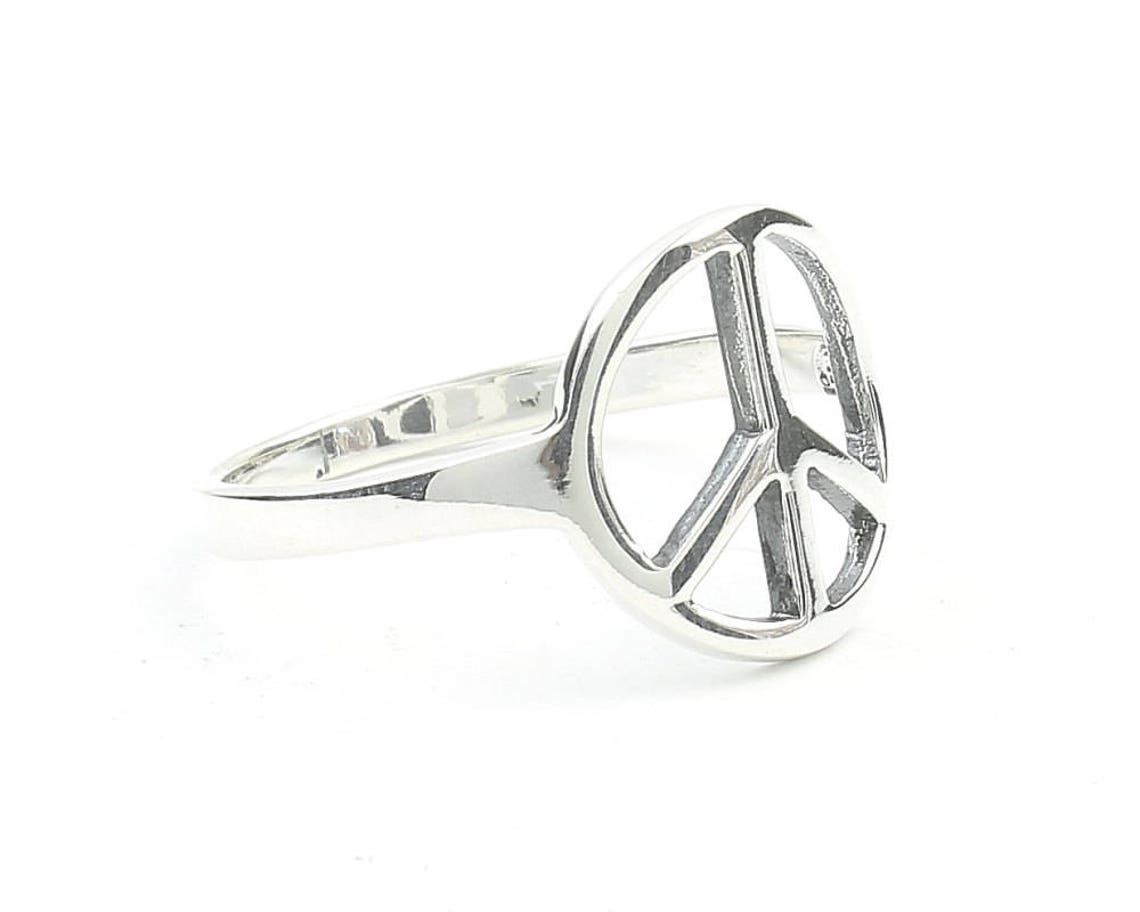 Sterling Silver Peace Sign Ring Silver Peace Ring Hippie - Etsy