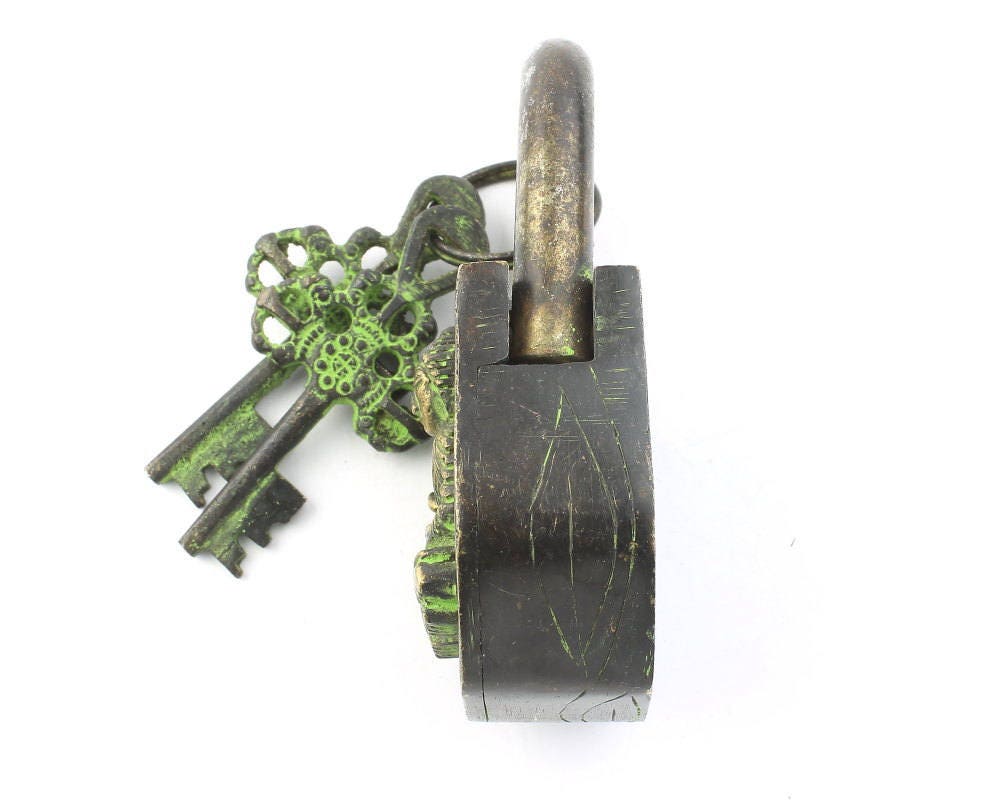 Temple Lock & Key Set, Solid Brass, Antique, Alter Ornament, Vintage ...