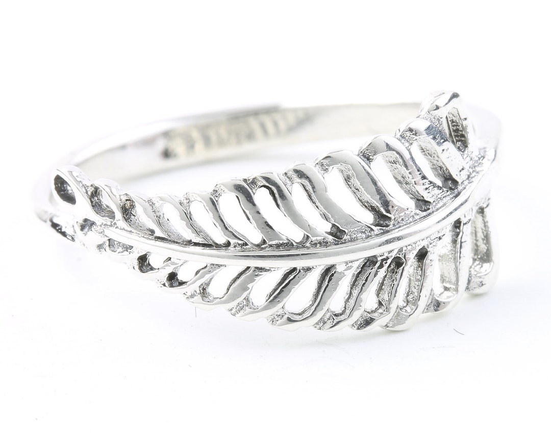 Sterling Silber Feder Ring, Floral Ring, Blatt Ring, Farn Ring, Natur ...