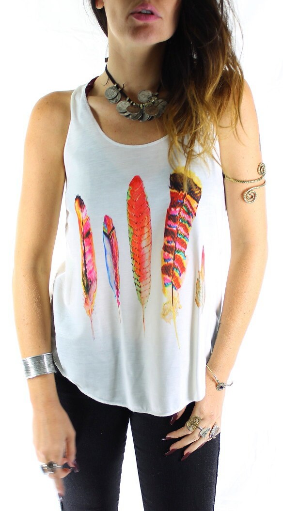 Feather Tank, Free Spirit Tank Top, Shirt, Feathers, Boho, Festival ...