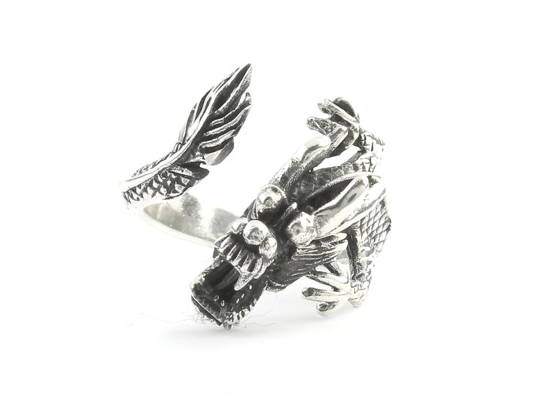 Sterling Silver Dragon Ring, Chinese Dragon, Animal Ring, Fire, Gypsy ...