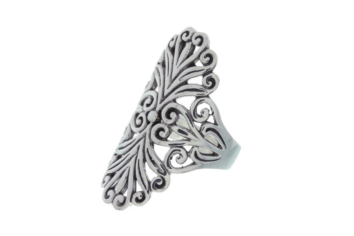 Sterling Silver Filigree Ring, Ornate Ring, Ethnic Ring, Large Sterling ...