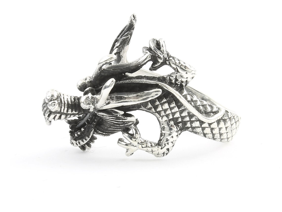 Sterling Silver Dragon Ring Chinese Dragon Animal Ring - Etsy