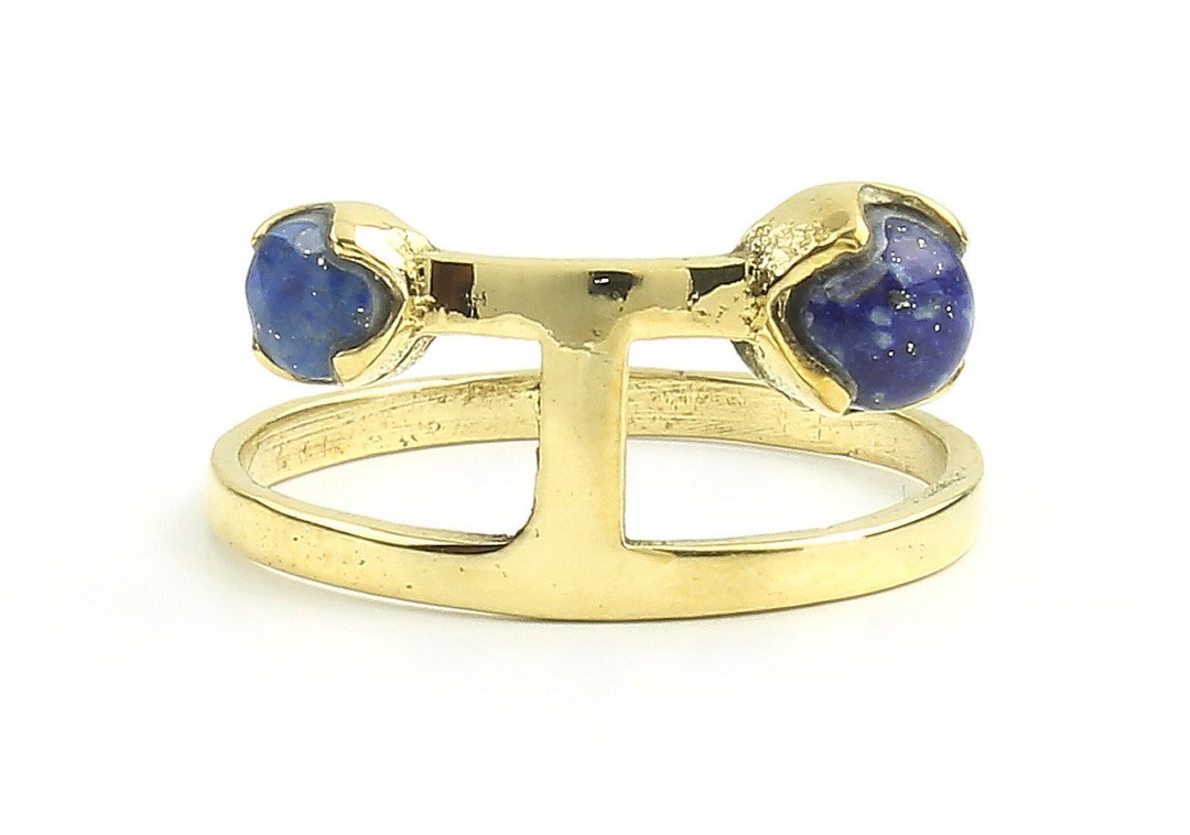 Loni Ring, Brass Lapis Ring, Lapis Lazuli, Geometric, Minimal Ring ...