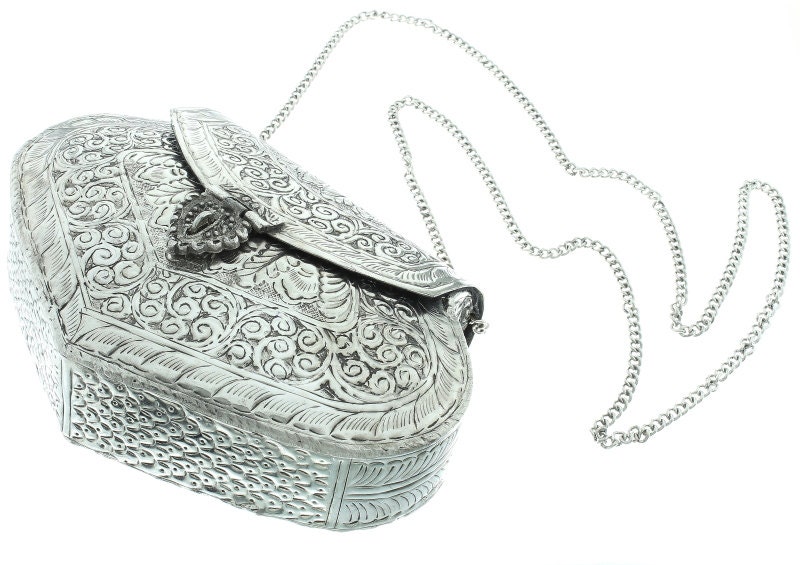 Vintage Brass Purse, Ornate brass bag, Metal Purse