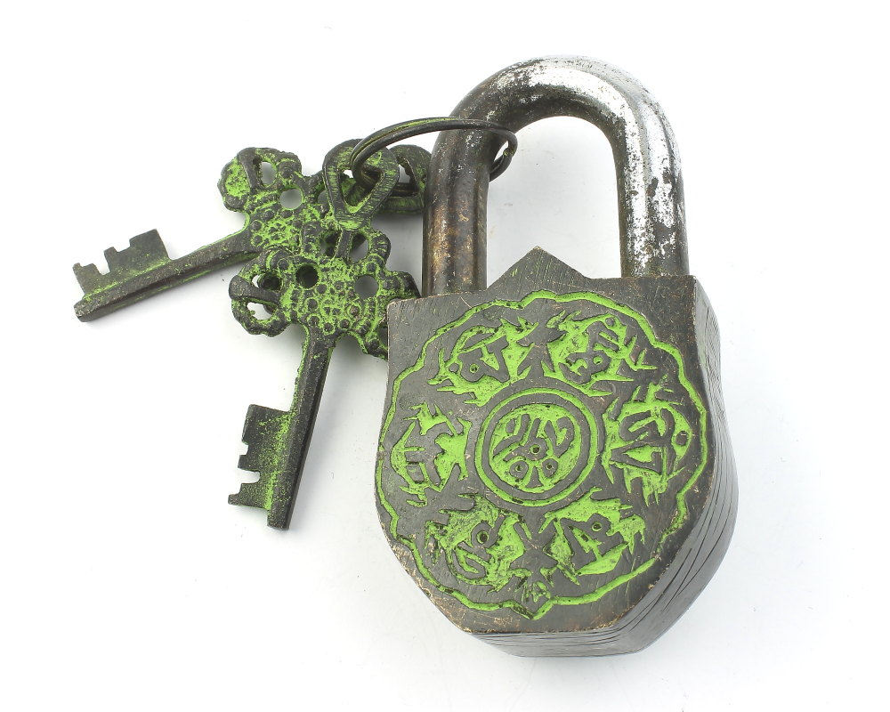 Temple Lock & Key Set, Solid Brass, Antique, Alter Ornament, Vintage ...