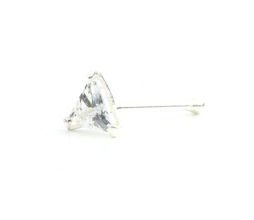 Triangle Diamond Nose Pin CZ Stone Nose Stud Nose Jewelry - Etsy