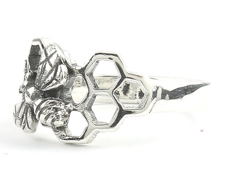 Sterling Silver Bee Ring Bee Hive Honeycomb Ring Honey Bee - Etsy