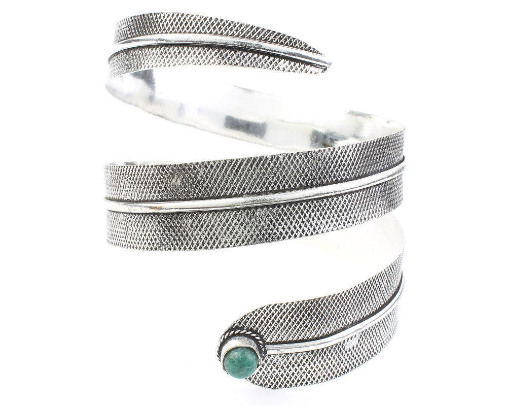 The Temptress Arm Cuff, Malachite Feather Arm Band, Silver Snake Armlet ...